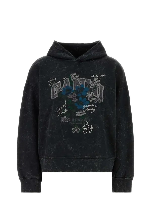 GANNI Organic Cotton Graphic Sweatshirt - Grey