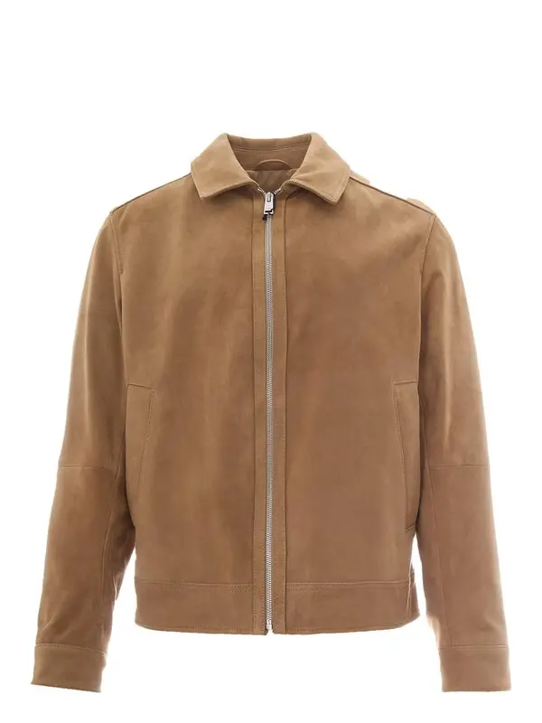 BOSS BLACK Suede Zip-front Jacket - Medium Beige