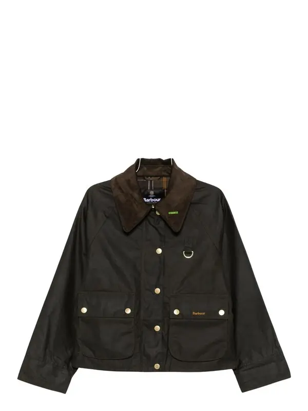 Barbour Waxed Cotton Jacket With Corduroy Collar - Green