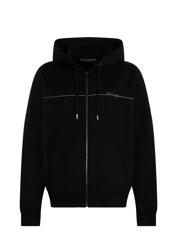 Dolce & Gabbana Hooded Zipper Sweatshirt - Black