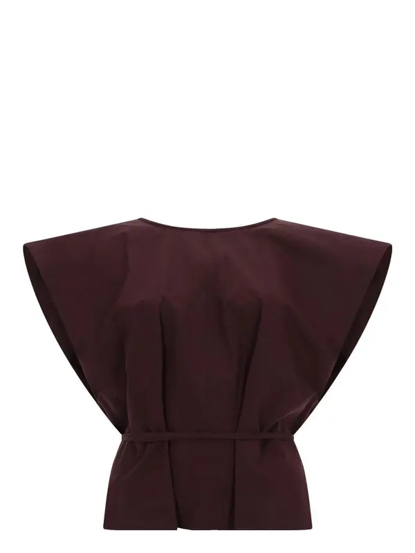 ALYSI Structured Cap Sleeve Belted Top - Brown