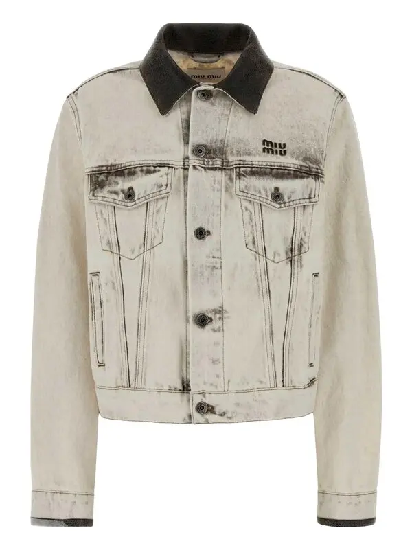 Miu Miu Cotton Denim Jacket - White