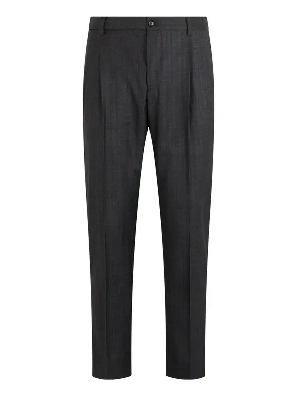 Dolce & Gabbana Straight-cut Virgin Wool Trousers - Grey