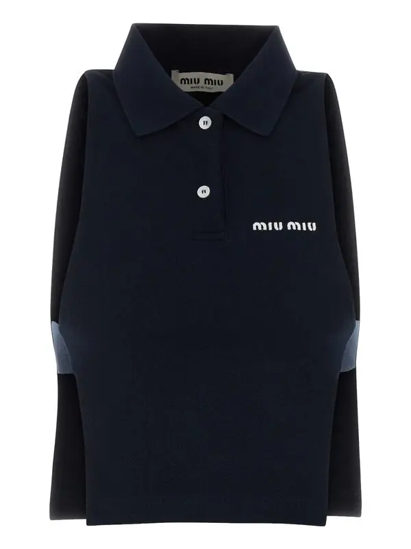 Miu Miu Piquet Polo Shirt - Blue