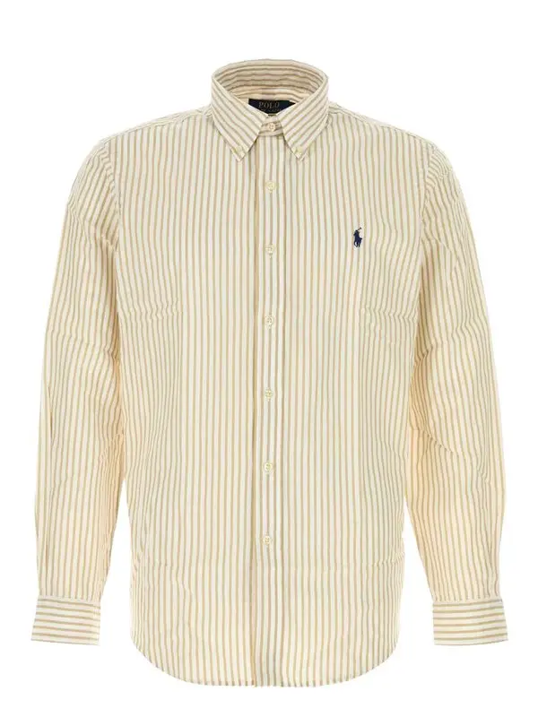 Polo Ralph Lauren Embroidered Cotton Shirt With Striped Detail For - Stripped
