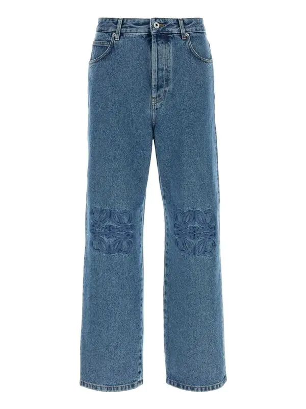 Loewe Embroidered Wide-leg Jeans - Blue