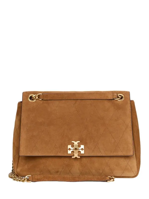 Tory Burch Charlie Leather Shoulder Handbag - Camel