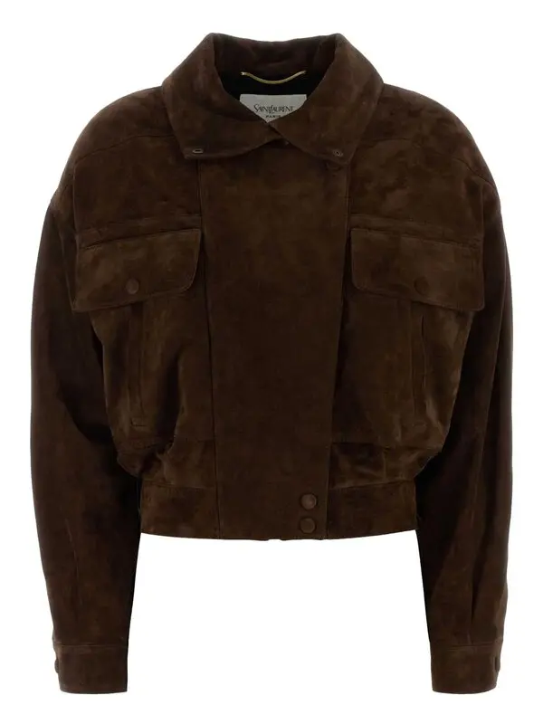 Saint Laurent Calf Suede Jacket - Brown