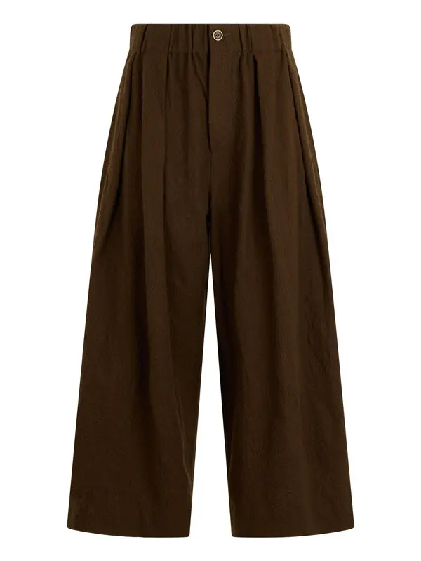 UMA WANG High-waist Pleated Wide-leg Trousers - Brown