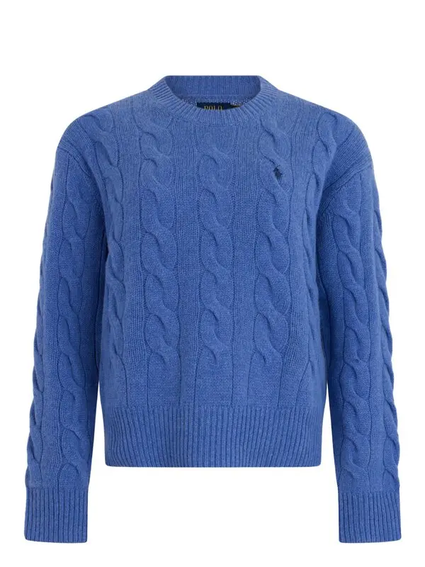 Polo Ralph Lauren Braided Crewneck Wool-cashmere Sweater - Light Blue