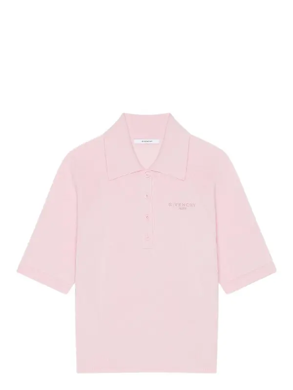 Givenchy Polo Button-down Collar Shirt With Tonal Embroidered Signature - Rosa
