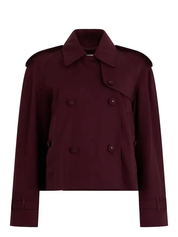 Burberry Short Wool Jacket With Classic Collar - Burgundy