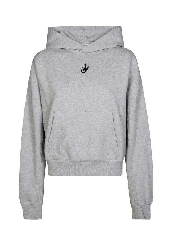 JW Anderson Cropped Cotton Hoodie - Grigio