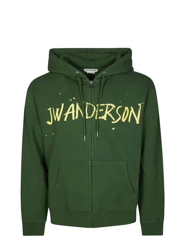 JW Anderson Zip-up Cotton Sweatshirt - Verde
