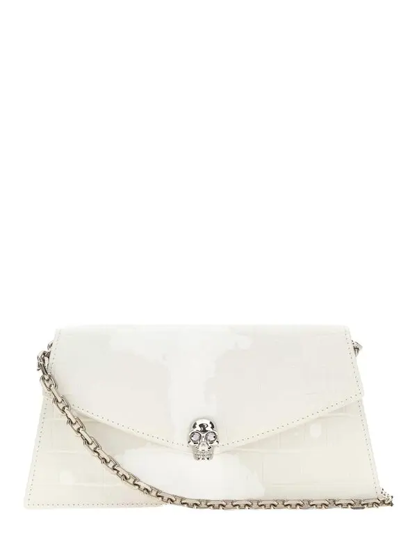 Alexander McQueen Leather Skull Crossbody Bag - White