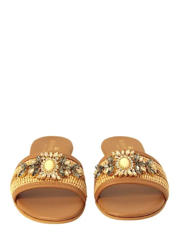 DAMAPREZIOSA Heritage Raffia Mule - Brown