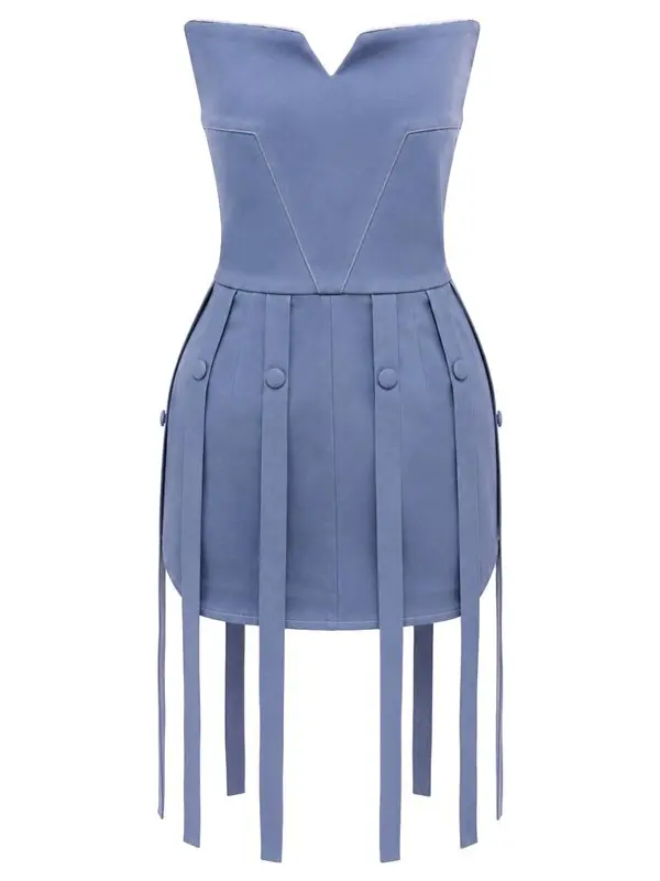 KHRIS K Denim Mini Dress - Blue