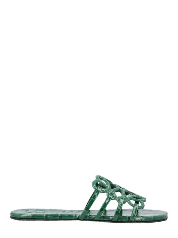 Loewe Petal Anagram Leather Sandals - Green