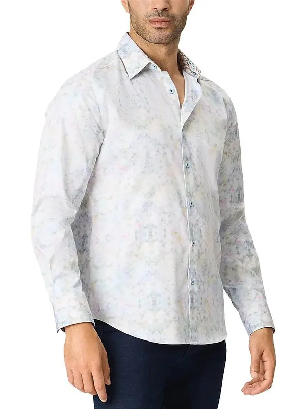 Robert Graham Dewitt Slim Fit Hazy Pattern Cotton Blend Woven Shirt - Multi