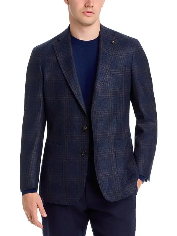 Peter Millar Collins Plaid Wool Blend Tailored Fit Jacket - Navy