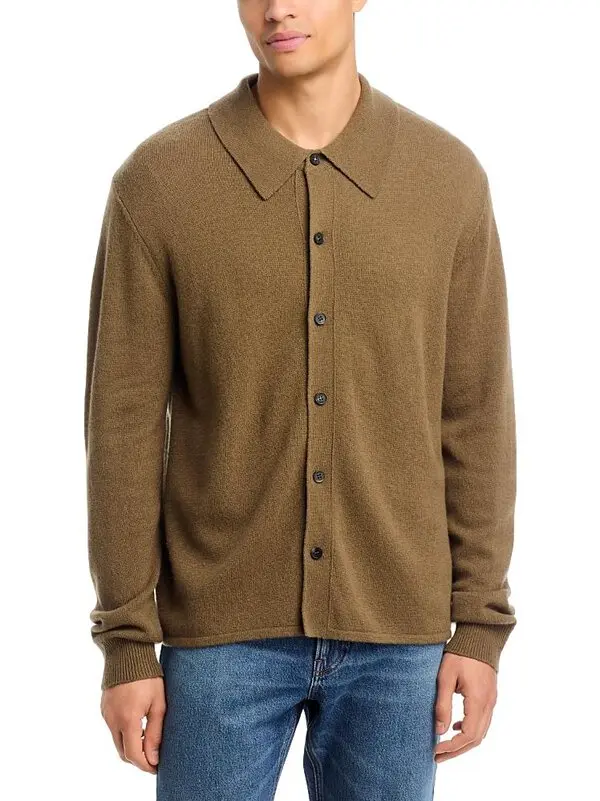 FRAME Boiled Wool Shirt Sweater - Brown Olive