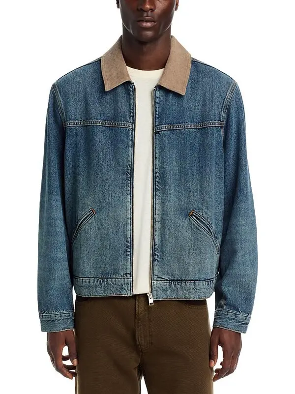 FRAME Cotton Blend Zip Denim Trucker Jacket - Breakpoint