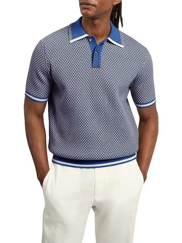 Ted Baker London Breame Short Sleeve Waffle Stitch Polo - Blue