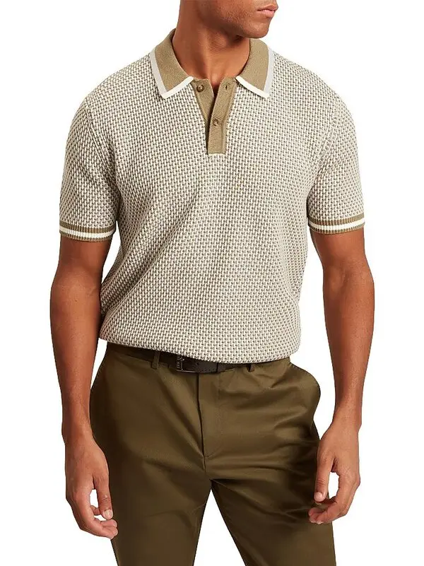 Ted Baker London Breame Short Sleeve Waffle Stitch Polo - Olive