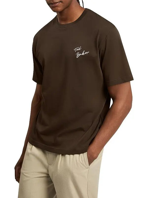 Ted Baker London Mayllon Short Sleeve Graphic Relaxed Tee - Dark Brown