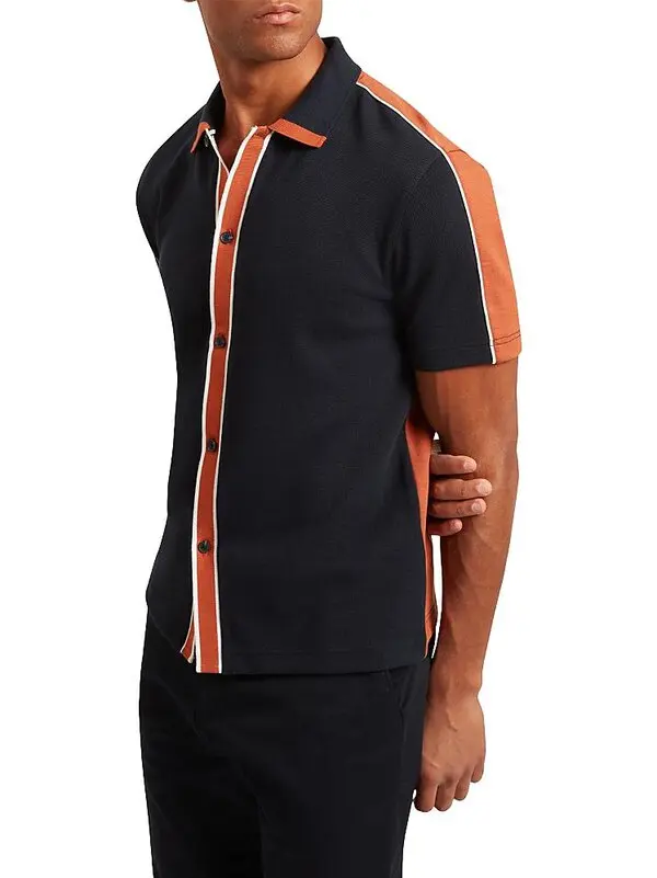 Ted Baker London Tirvin Short Sleeve Two Tone Sweater Polo - Navy