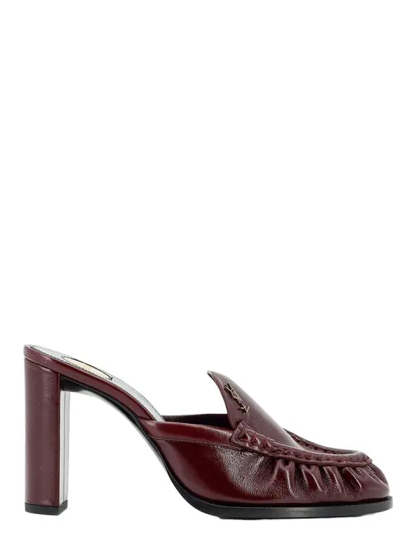 Saint Laurent Le Loafer Leather Sandals With Metal Cassandre Logo - Multicolor