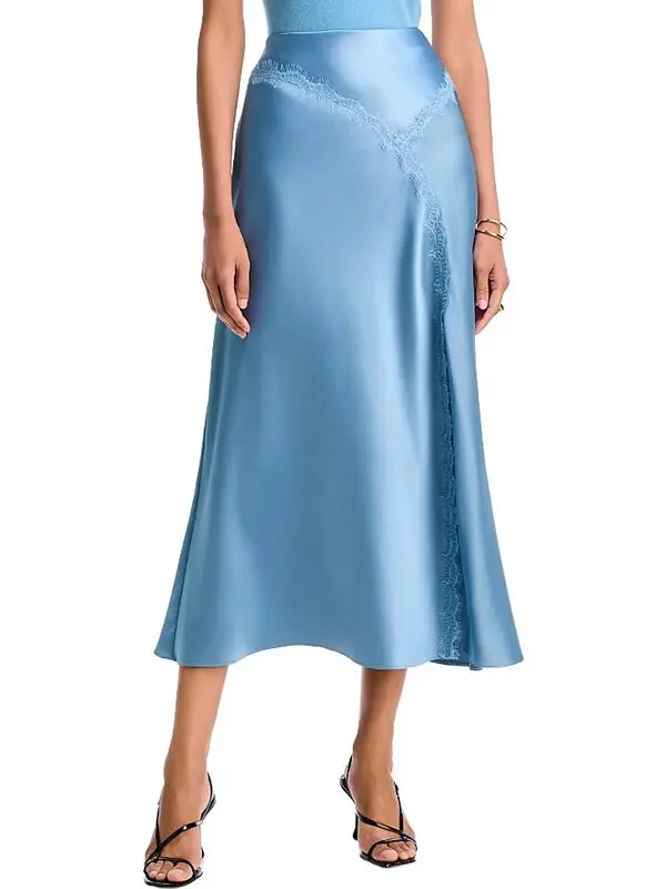 Tanya Taylor Bethany Lace Trim A-line Skirt - Shadow Blue