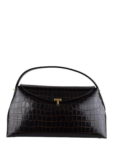 TOTEME T-lock Croco-embossed Top Handle Bag - Brown
