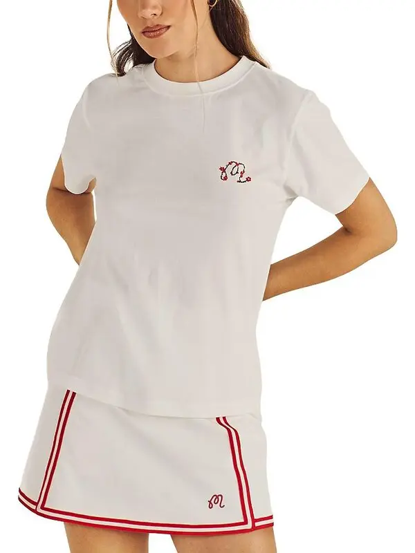 MALBON Cosette Blossom Cotton Tee - Vanilla