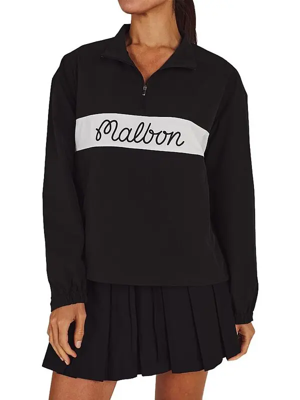 MALBON Crosscourt Quarter Zip Windbreaker - Black