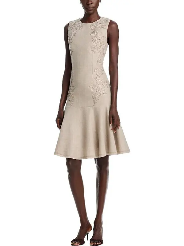 Kobi Halperin Tate Embroidered Wool Dress - Oat