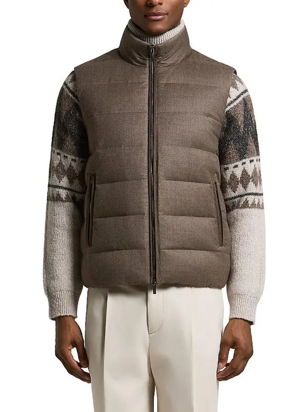 Peserico Quilted Stand Collar Tech Vest - Deep Brown