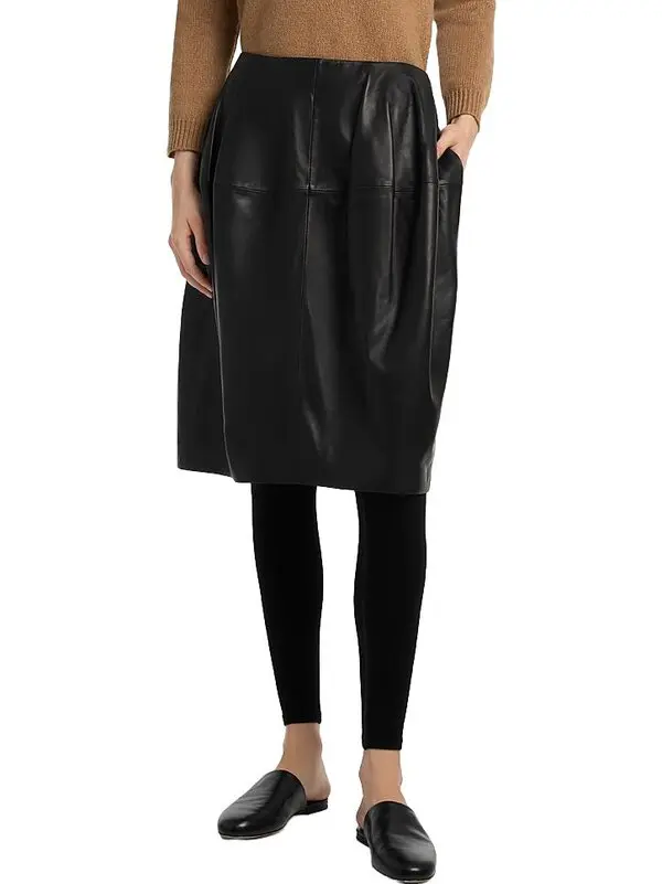 TOTEME Sculptural Leather Skirt - Black