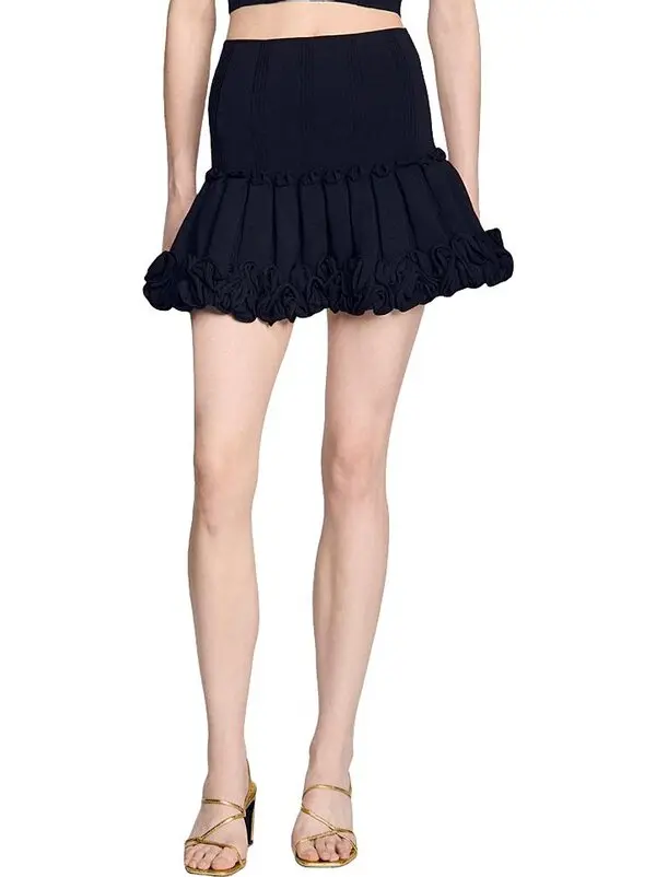 Sandro Noella Knit Mini Skirt - Black