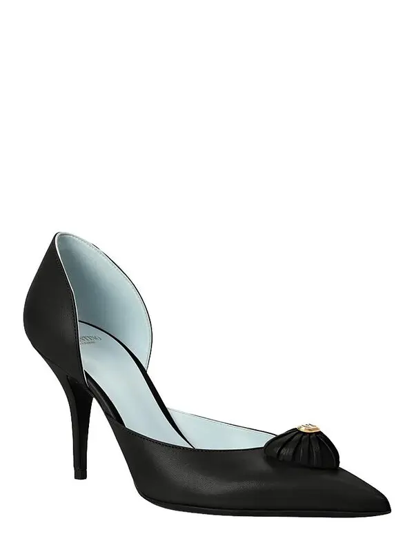 Valentino Garavani Embellished Leather D'orsay Pumps - Black