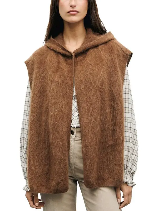Gerard Darel Sine Cashmere Hooded Poncho - Sand