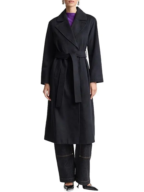 Avec Les Filles Slouchy Belted Overcoat - Black