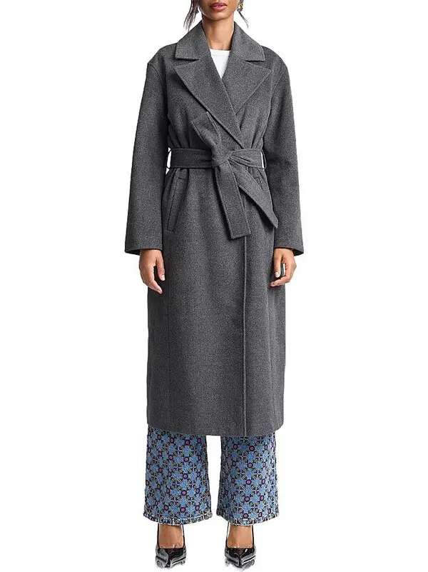 Avec Les Filles Slouchy Belted Overcoat - Pebble
