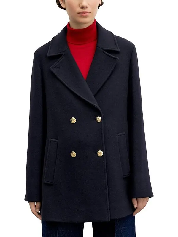 Gerard Darel Alis Double Breasted Peacoat - Navy