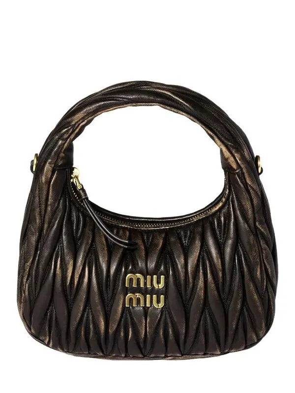 Miu Miu Matelassé Effect Shoulder Bag - Brown