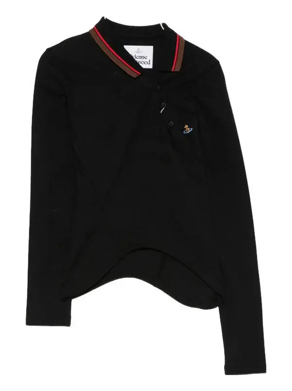 VIVIENNE WESTWOOD Asymmetric Organic Cotton Polo Top - Black