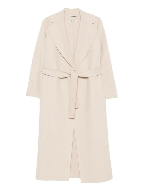 Max Mara Virgin Wool Single Breasted Coat - Cream