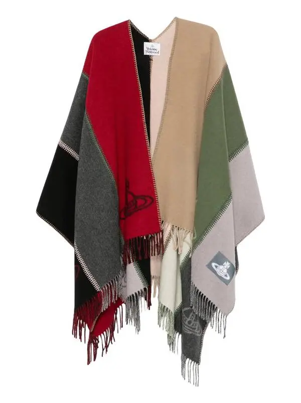 VIVIENNE WESTWOOD Color-block Wool Cape - Cream