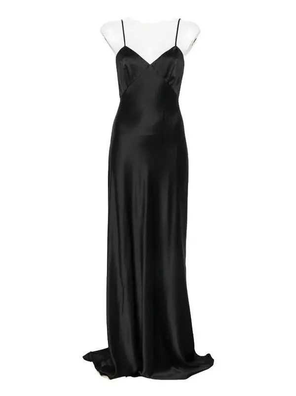 Max Mara Satin Finish Evening Dress - Black