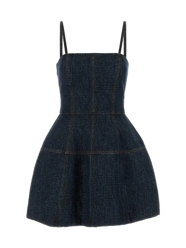 Fendi Monogram Denim Dress - Blue